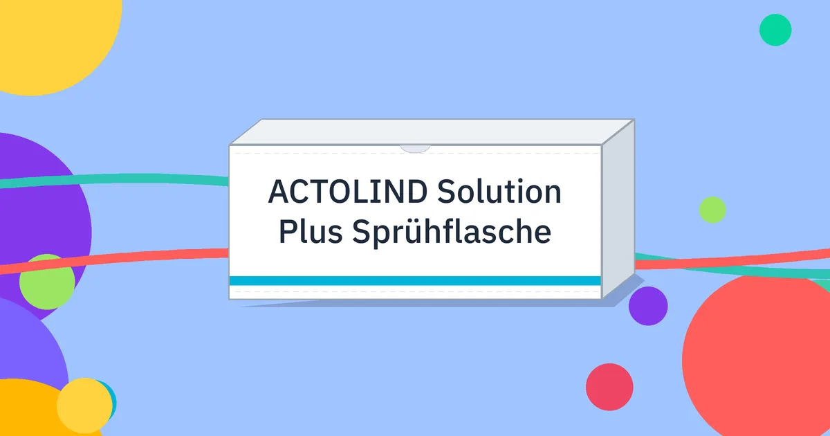 Symbolbild: Packung mit der Aufschrift ACTOLIND Solution Plus Sprühflasche (PZN 20740928) – Verfügbarkeit und Bezug in Apotheken in Frankfurt am Main