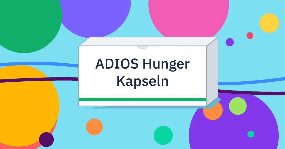 Symbolbild: Packung mit der Aufschrift ADIOS Hunger Kapseln (PZN 19067805) – Verfügbarkeit und Bezug in Apotheken in Frankfurt am Main