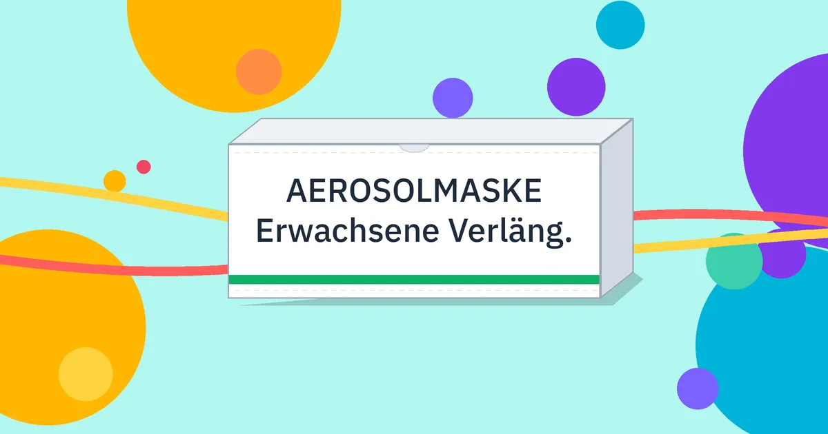 Symbolbild: Packung mit der Aufschrift AEROSOLMASKE Erwachsene Verläng. (PZN 20204934) – Verfügbarkeit und Bezug in Apotheken in Frankfurt am Main