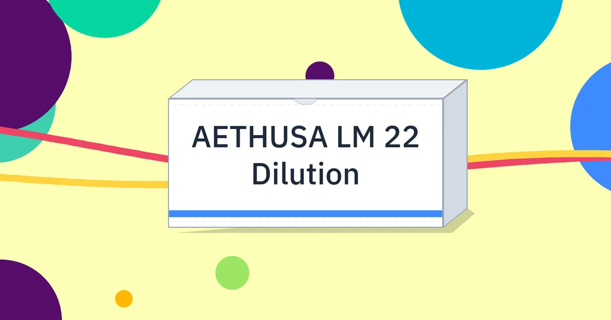 Symbolbild: Packung mit der Aufschrift AETHUSA LM 22 Dilution (PZN 12755956) – Verfügbarkeit und Bezug in Apotheken in Frankfurt am Main
