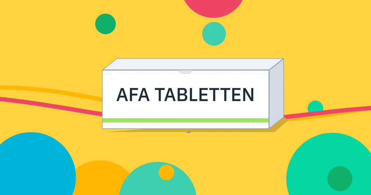Symbolbild: Packung mit der Aufschrift AFA TABLETTEN (PZN 00987354) – Verfügbarkeit und Bezug in Apotheken in Frankfurt am Main