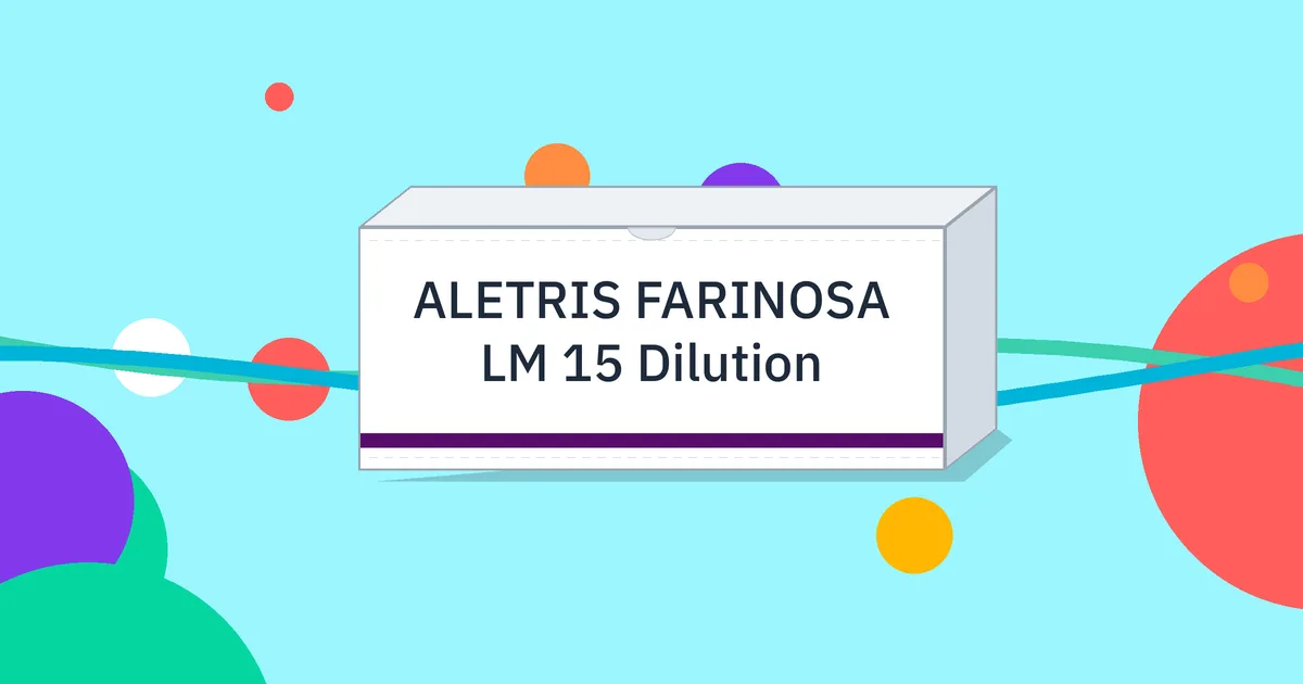 Symbolbild: Packung mit der Aufschrift ALETRIS FARINOSA LM 15 Dilution (PZN 13309710) – Verfügbarkeit und Bezug in Apotheken in Frankfurt am Main