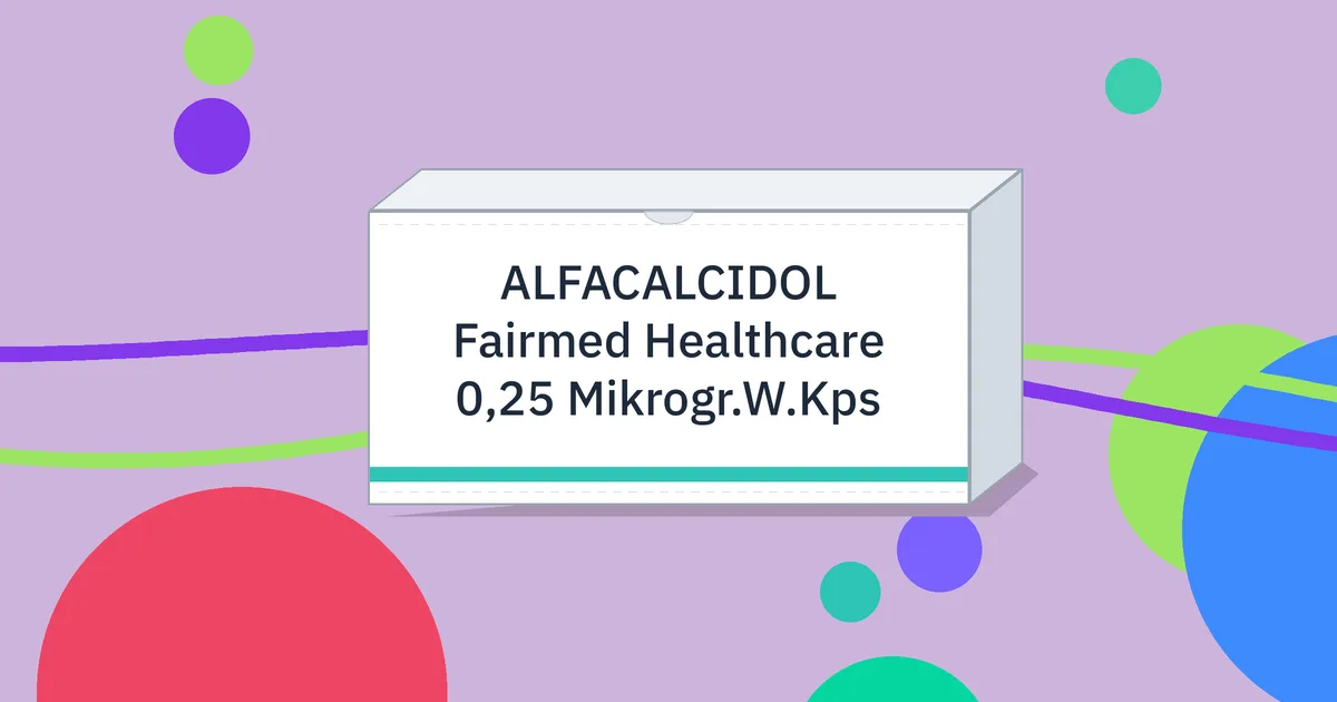 Symbolbild: Packung mit der Aufschrift ALFACALCIDOL Fairmed Healthcare 0,25 Mikrogr.W.Kps (PZN 16564325) – Verfügbarkeit und Bezug in Apotheken in Frankfurt am Main