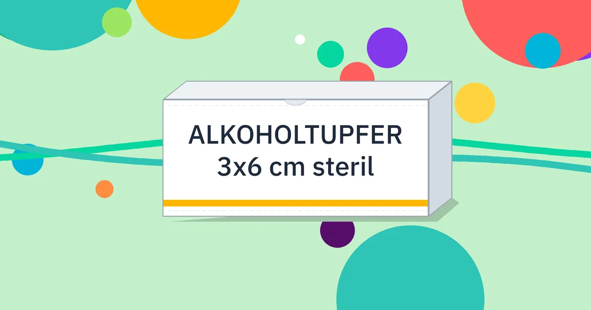 Symbolbild: Packung mit der Aufschrift ALKOHOLTUPFER 3x6 cm steril (PZN 02741640) – Verfügbarkeit und Bezug in Apotheken in Frankfurt am Main