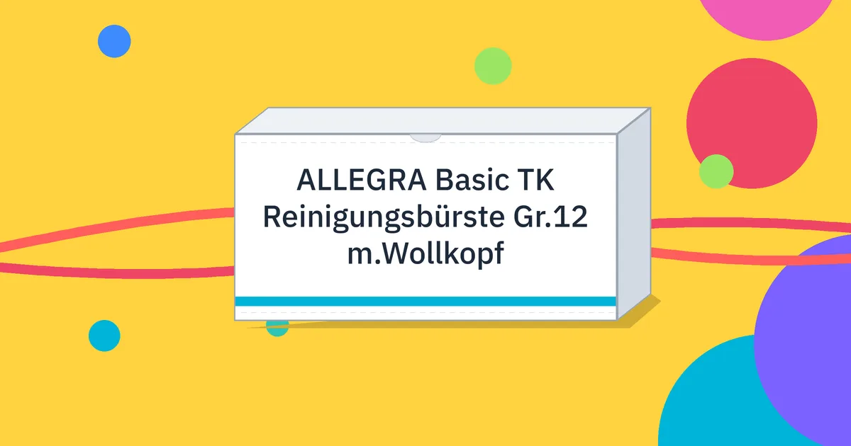 Symbolbild: Packung mit der Aufschrift ALLEGRA Basic TK Reinigungsbürste Gr.12 m.Wollkopf (PZN 18092675) – Verfügbarkeit und Bezug in Apotheken in Frankfurt am Main