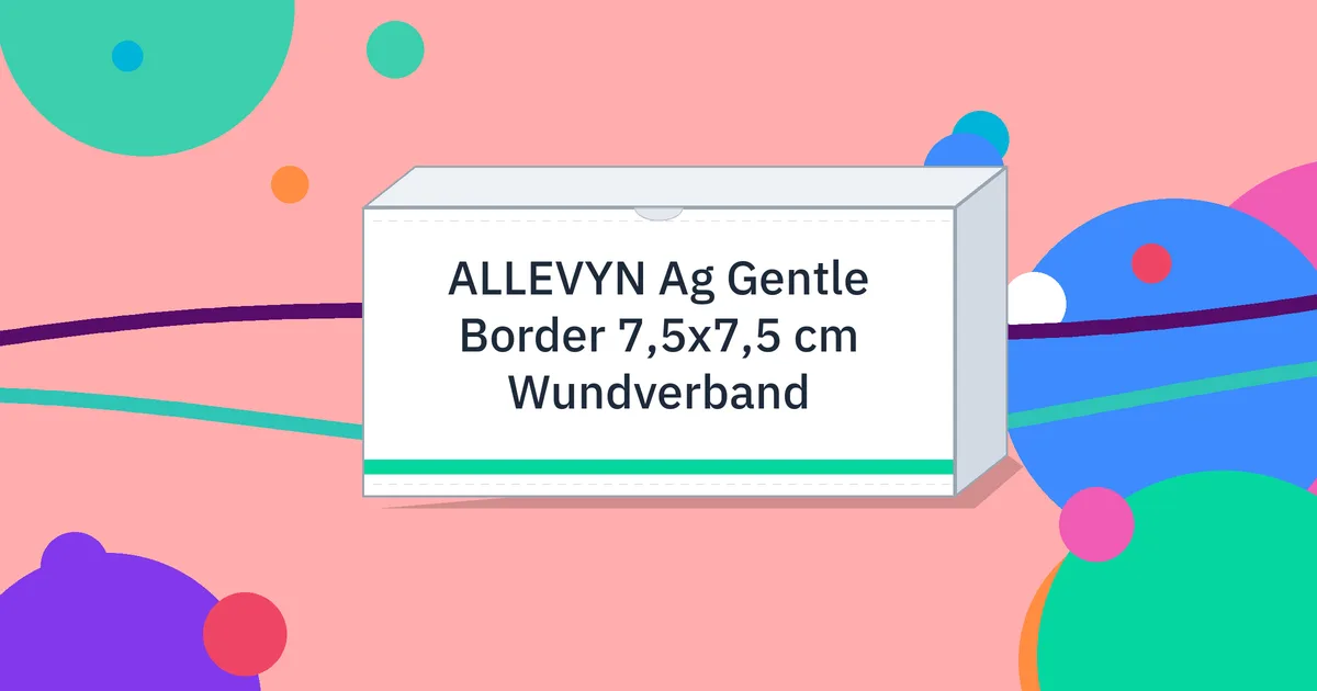 Symbolbild: Packung mit der Aufschrift ALLEVYN Ag Gentle Border 7,5x7,5 cm Wundverband (PZN 11147172) – Verfügbarkeit und Bezug in Apotheken in Frankfurt am Main