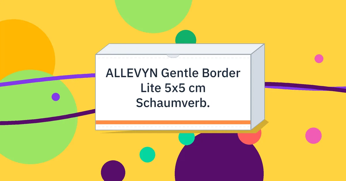 Symbolbild: Packung mit der Aufschrift ALLEVYN Gentle Border Lite 5x5 cm Schaumverb. (PZN 15880633) – Verfügbarkeit und Bezug in Apotheken in Frankfurt am Main