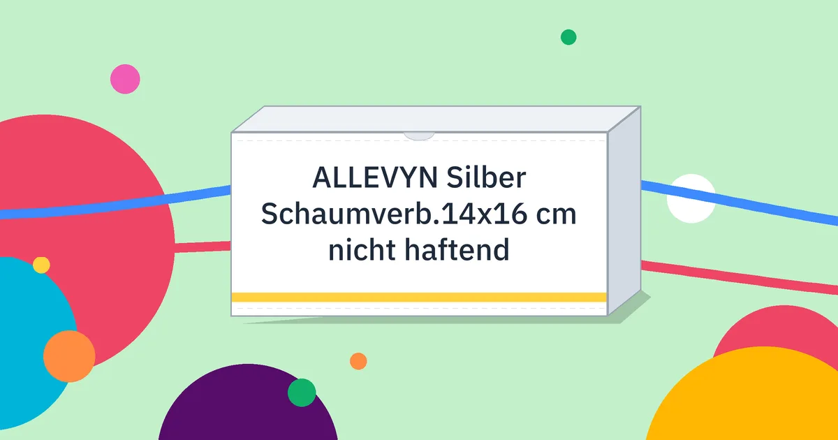 Symbolbild: Packung mit der Aufschrift ALLEVYN Silber Schaumverb.14x16 cm nicht haftend (PZN 09686720) – Verfügbarkeit und Bezug in Apotheken in Frankfurt am Main