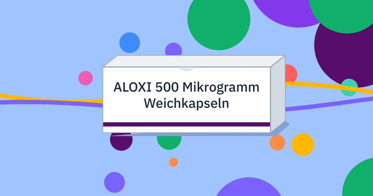 Symbolbild: Packung mit der Aufschrift ALOXI 500 Mikrogramm Weichkapseln (PZN 06905966) – Verfügbarkeit und Bezug in Apotheken in Frankfurt am Main