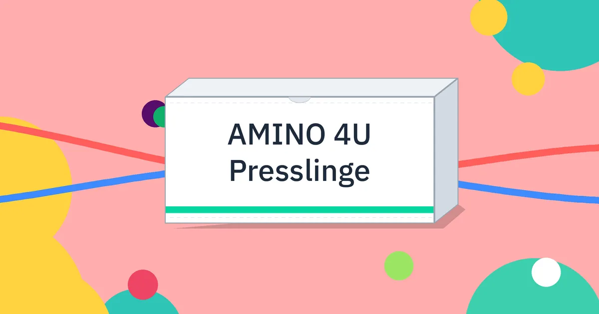 Symbolbild: Packung mit der Aufschrift AMINO 4U Presslinge (PZN 10125754) – Verfügbarkeit und Bezug in Apotheken in Frankfurt am Main