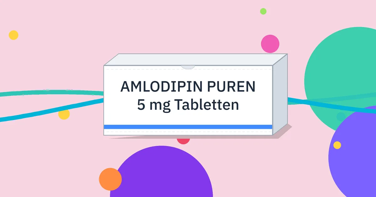Symbolbild: Packung mit der Aufschrift AMLODIPIN PUREN 5 mg Tabletten (PZN 17257499) – Verfügbarkeit und Bezug in Apotheken in Frankfurt am Main