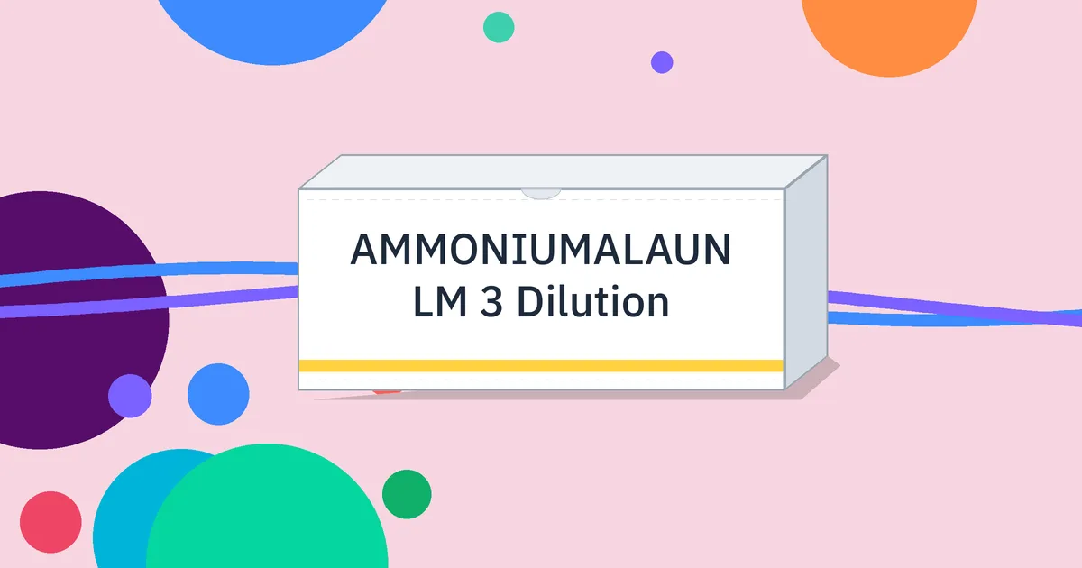 Symbolbild: Packung mit der Aufschrift AMMONIUMALAUN LM 3 Dilution (PZN 13324508) – Verfügbarkeit und Bezug in Apotheken in Frankfurt am Main