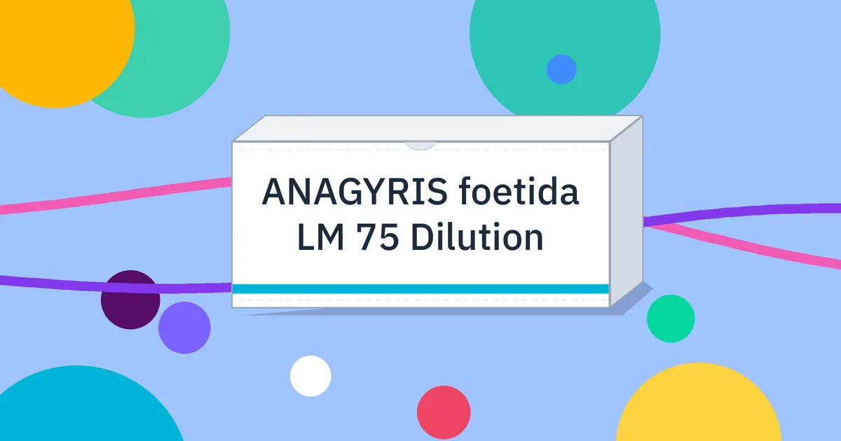 Symbolbild: Packung mit der Aufschrift ANAGYRIS foetida LM 75 Dilution (PZN 13328601) – Verfügbarkeit und Bezug in Apotheken in Frankfurt am Main