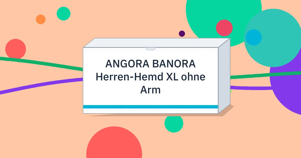 Symbolbild: Packung mit der Aufschrift ANGORA BANORA Herren-Hemd XL ohne Arm (PZN 06192472) – Verfügbarkeit und Bezug in Apotheken in Frankfurt am Main