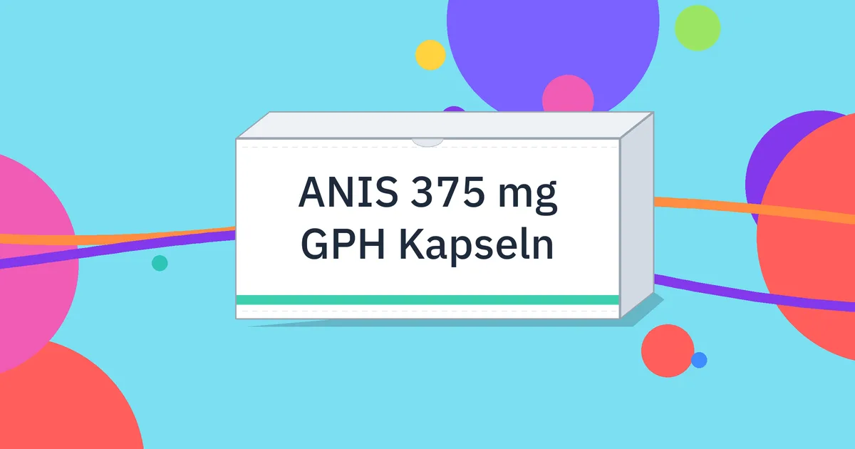 Symbolbild: Packung mit der Aufschrift ANIS 375 mg GPH Kapseln (PZN 06832581) – Verfügbarkeit und Bezug in Apotheken in Frankfurt am Main