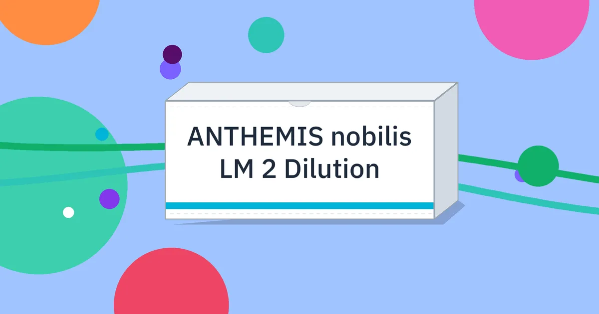 Symbolbild: Packung mit der Aufschrift ANTHEMIS nobilis LM 2 Dilution (PZN 12763217) – Verfügbarkeit und Bezug in Apotheken in Frankfurt am Main