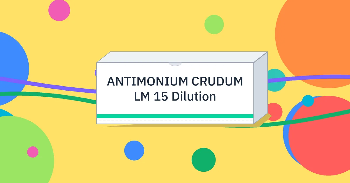 Symbolbild: Packung mit der Aufschrift ANTIMONIUM CRUDUM LM 15 Dilution (PZN 12763826) – Verfügbarkeit und Bezug in Apotheken in Frankfurt am Main
