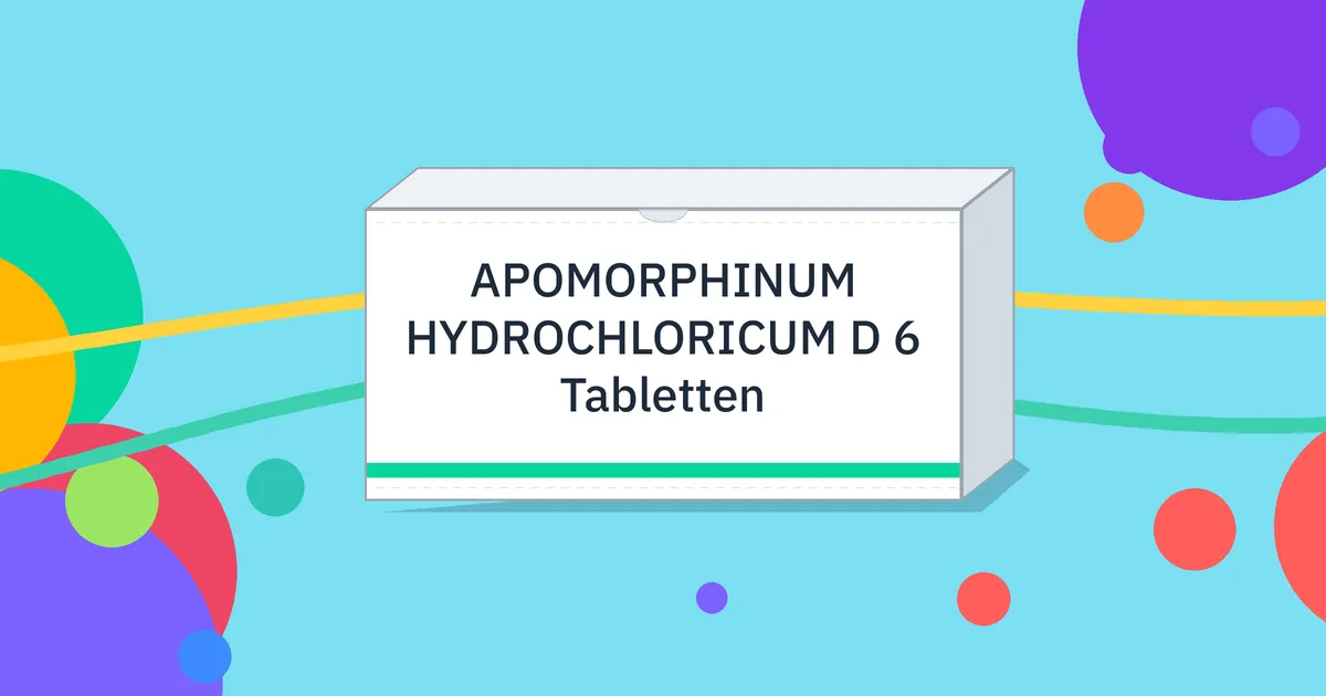 Symbolbild: Packung mit der Aufschrift APOMORPHINUM HYDROCHLORICUM D 6 Tabletten (PZN 07159318) – Verfügbarkeit und Bezug in Apotheken in Frankfurt am Main