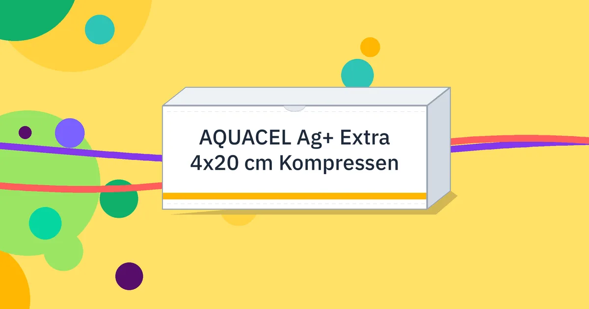 Symbolbild: Packung mit der Aufschrift AQUACEL Ag+ Extra 4x20 cm Kompressen (PZN 17909625) – Verfügbarkeit und Bezug in Apotheken in Frankfurt am Main