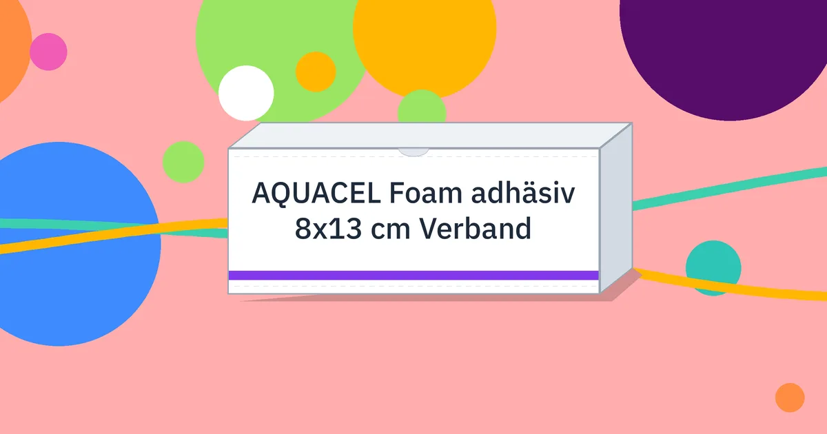 Symbolbild: Packung mit der Aufschrift AQUACEL Foam adhäsiv 8x13 cm Verband (PZN 18126322) – Verfügbarkeit und Bezug in Apotheken in Frankfurt am Main