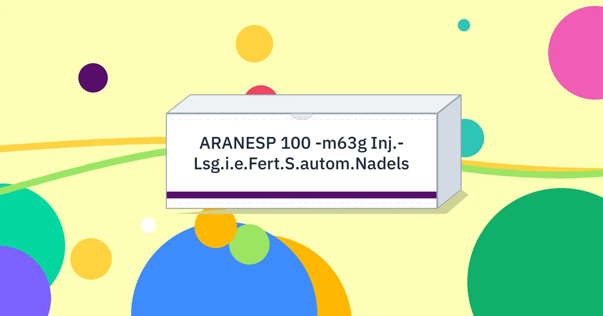 Symbolbild: Packung mit der Aufschrift ARANESP 100 -m63g Inj.-Lsg.i.e.Fert.S.autom.Nadels (PZN 09196217) – Verfügbarkeit und Bezug in Apotheken in Frankfurt am Main