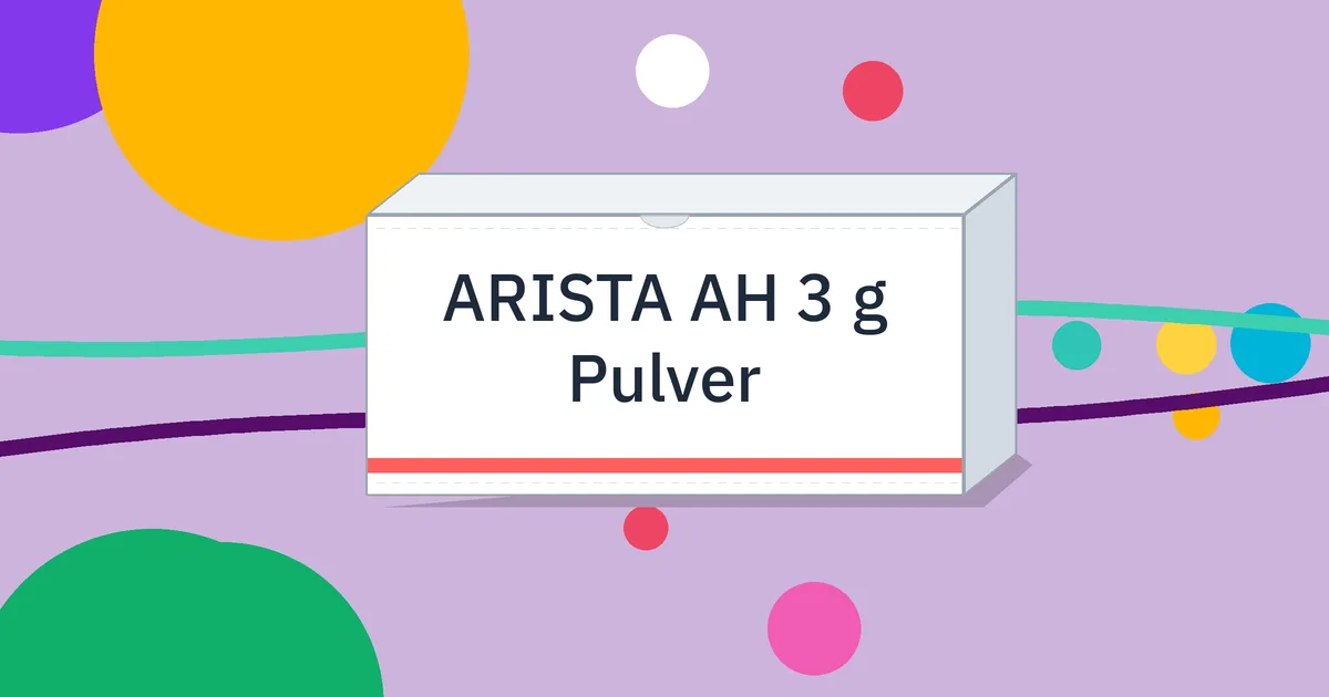 Symbolbild: Packung mit der Aufschrift ARISTA AH 3 g Pulver (PZN 16718805) – Verfügbarkeit und Bezug in Apotheken in Frankfurt am Main