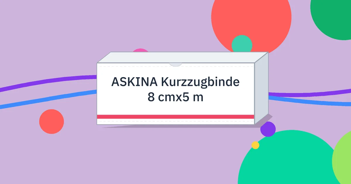 Symbolbild: Packung mit der Aufschrift ASKINA Kurzzugbinde 8 cmx5 m (PZN 09914871) – Verfügbarkeit und Bezug in Apotheken in Frankfurt am Main