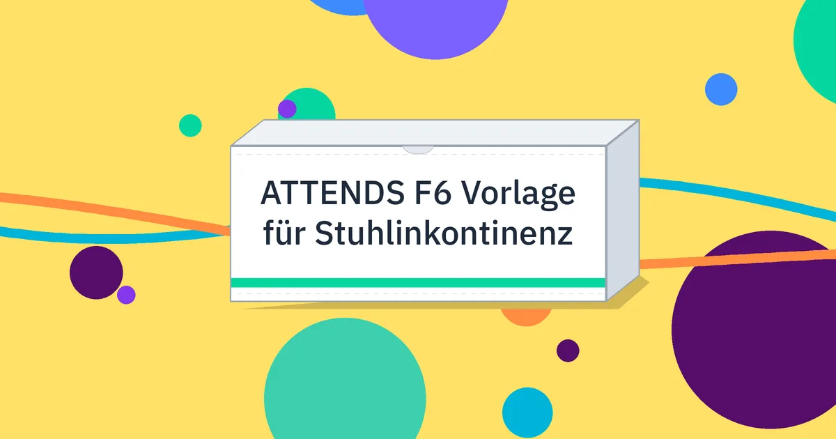 Symbolbild: Packung mit der Aufschrift ATTENDS F6 Vorlage für Stuhlinkontinenz (PZN 01686732) – Verfügbarkeit und Bezug in Apotheken in Frankfurt am Main