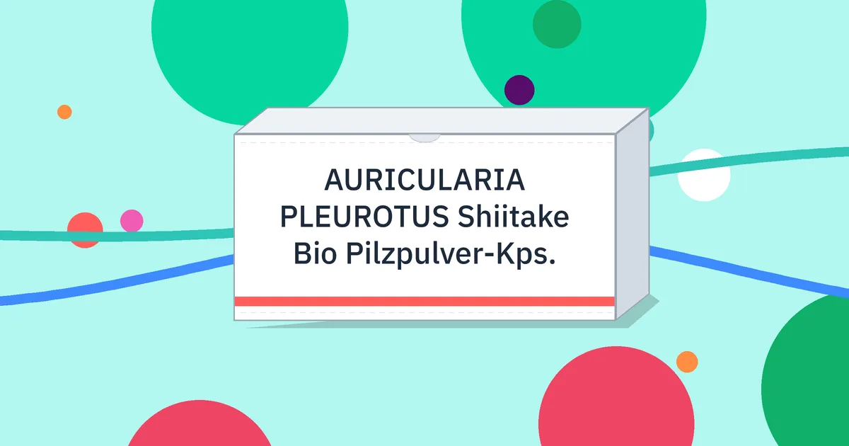 Symbolbild: Packung mit der Aufschrift AURICULARIA PLEUROTUS Shiitake Bio Pilzpulver-Kps. (PZN 19710477) – Verfügbarkeit und Bezug in Apotheken in Frankfurt am Main