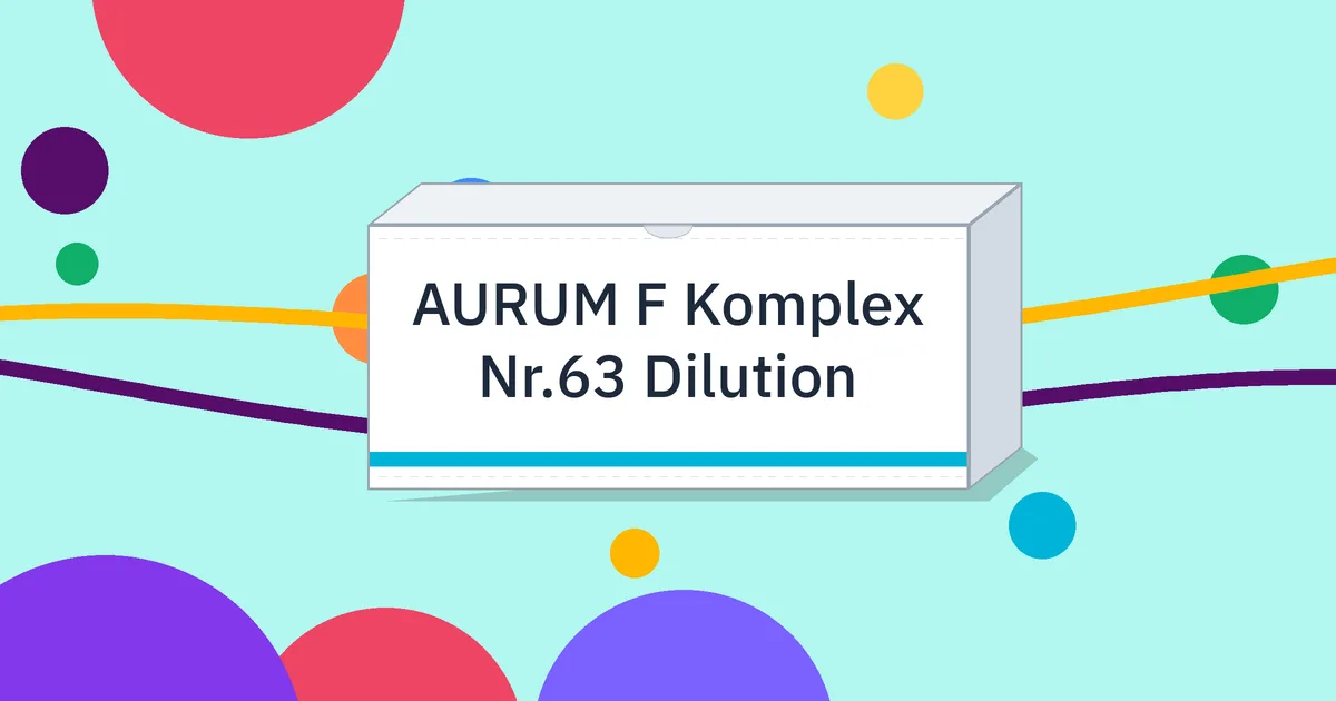 Symbolbild: Packung mit der Aufschrift AURUM F Komplex Nr.63 Dilution (PZN 04484472) – Verfügbarkeit und Bezug in Apotheken in Frankfurt am Main