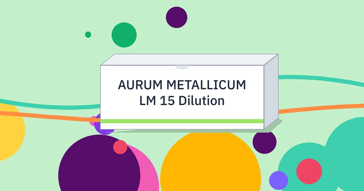 Symbolbild: Packung mit der Aufschrift AURUM METALLICUM LM 15 Dilution (PZN 12785118) – Verfügbarkeit und Bezug in Apotheken in Frankfurt am Main