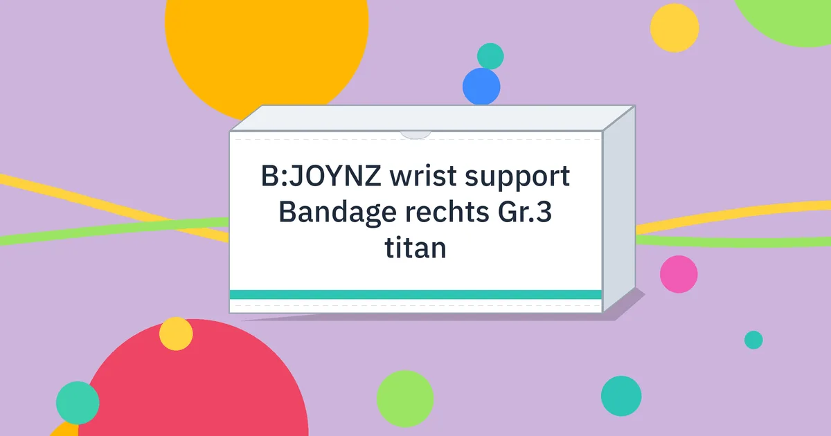 Symbolbild: Packung mit der Aufschrift B:JOYNZ wrist support Bandage rechts Gr.3 titan (PZN 20522798) – Verfügbarkeit und Bezug in Apotheken in Frankfurt am Main