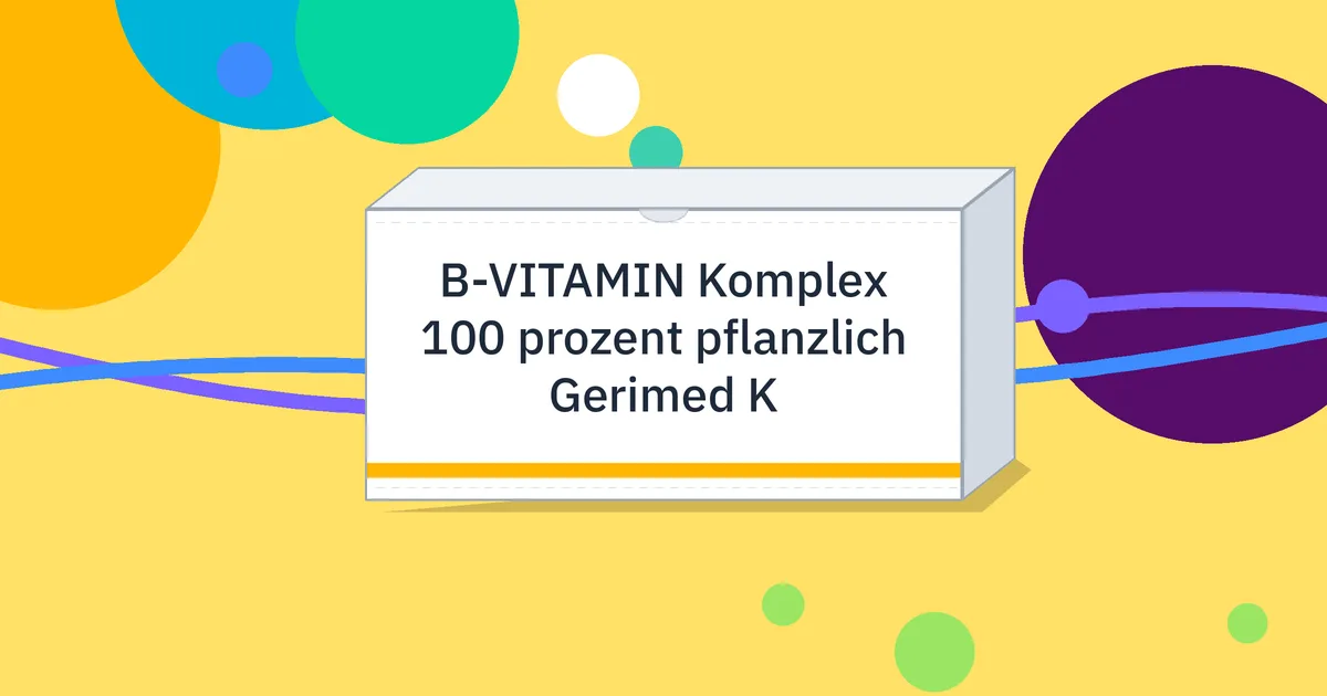 Symbolbild: Packung mit der Aufschrift B-VITAMIN Komplex 100 prozent pflanzlich Gerimed K (PZN 04698670) – Verfügbarkeit und Bezug in Apotheken in Frankfurt am Main