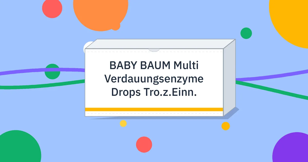 Symbolbild: Packung mit der Aufschrift BABY BAUM Multi Verdauungsenzyme Drops Tro.z.Einn. (PZN 19133152) – Verfügbarkeit und Bezug in Apotheken in Frankfurt am Main