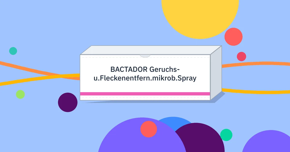 Symbolbild: Packung mit der Aufschrift BACTADOR Geruchs- u.Fleckenentfern.mikrob.Spray (PZN 14209979) – Verfügbarkeit und Bezug in Apotheken in Frankfurt am Main