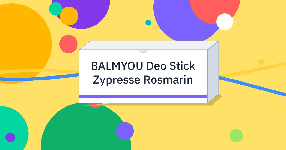 Symbolbild: Packung mit der Aufschrift BALMYOU Deo Stick Zypresse Rosmarin (PZN 16769412) – Verfügbarkeit und Bezug in Apotheken in Frankfurt am Main