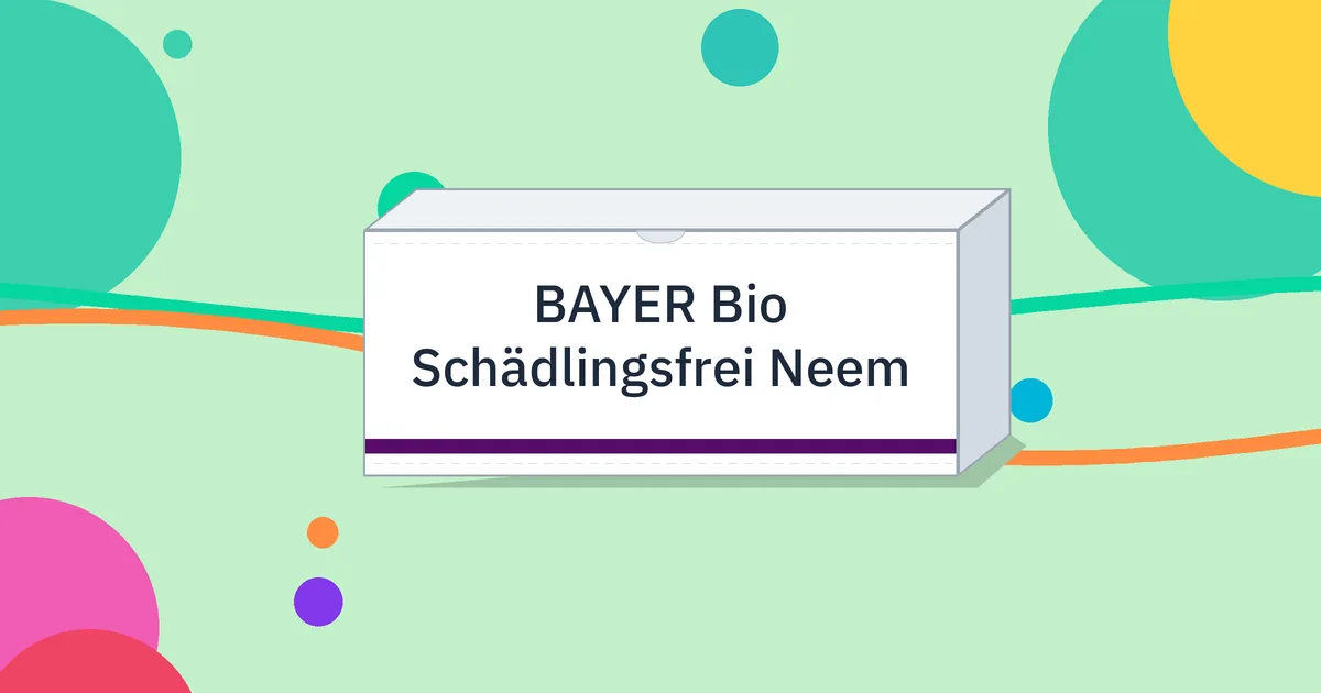 Symbolbild: Packung mit der Aufschrift BAYER Bio Schädlingsfrei Neem (PZN 05496069) – Verfügbarkeit und Bezug in Apotheken in Frankfurt am Main