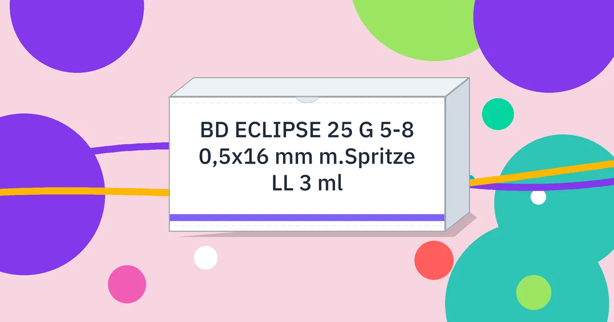 Symbolbild: Packung mit der Aufschrift BD ECLIPSE 25 G 5-8 0,5x16 mm m.Spritze LL 3 ml (PZN 02065831) – Verfügbarkeit und Bezug in Apotheken in Frankfurt am Main