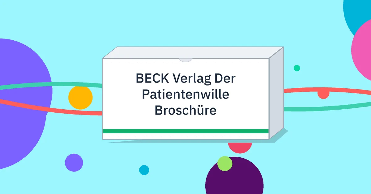 Symbolbild: Packung mit der Aufschrift BECK Verlag Der Patientenwille Broschüre (PZN 10029370) – Verfügbarkeit und Bezug in Apotheken in Frankfurt am Main
