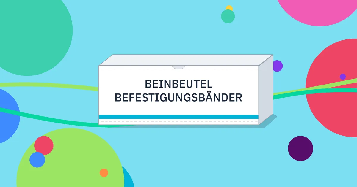 Symbolbild: Packung mit der Aufschrift BEINBEUTEL BEFESTIGUNGSBÄNDER (PZN 13427869) – Verfügbarkeit und Bezug in Apotheken in Frankfurt am Main