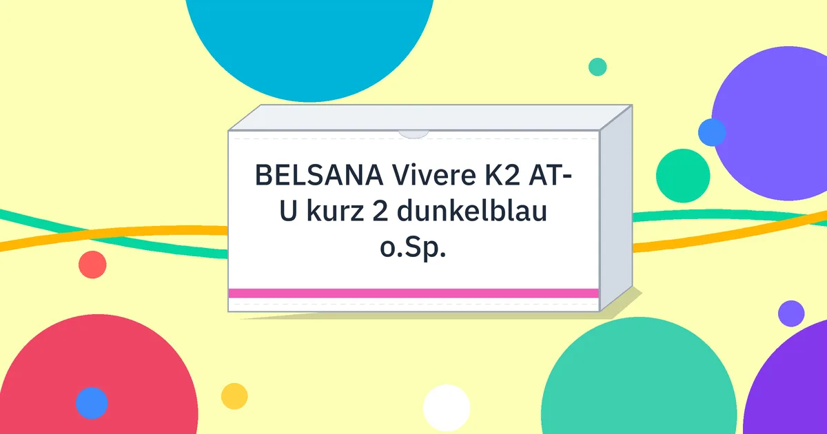 Symbolbild: Packung mit der Aufschrift BELSANA Vivere K2 AT-U kurz 2 dunkelblau o.Sp. (PZN 12183508) – Verfügbarkeit und Bezug in Apotheken in Frankfurt am Main