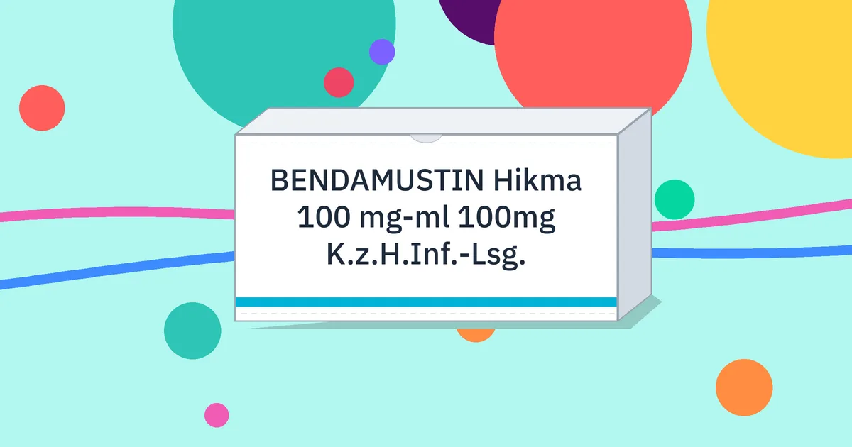 Symbolbild: Packung mit der Aufschrift BENDAMUSTIN Hikma 100 mg-ml 100mg K.z.H.Inf.-Lsg. (PZN 20349006) – Verfügbarkeit und Bezug in Apotheken in Frankfurt am Main