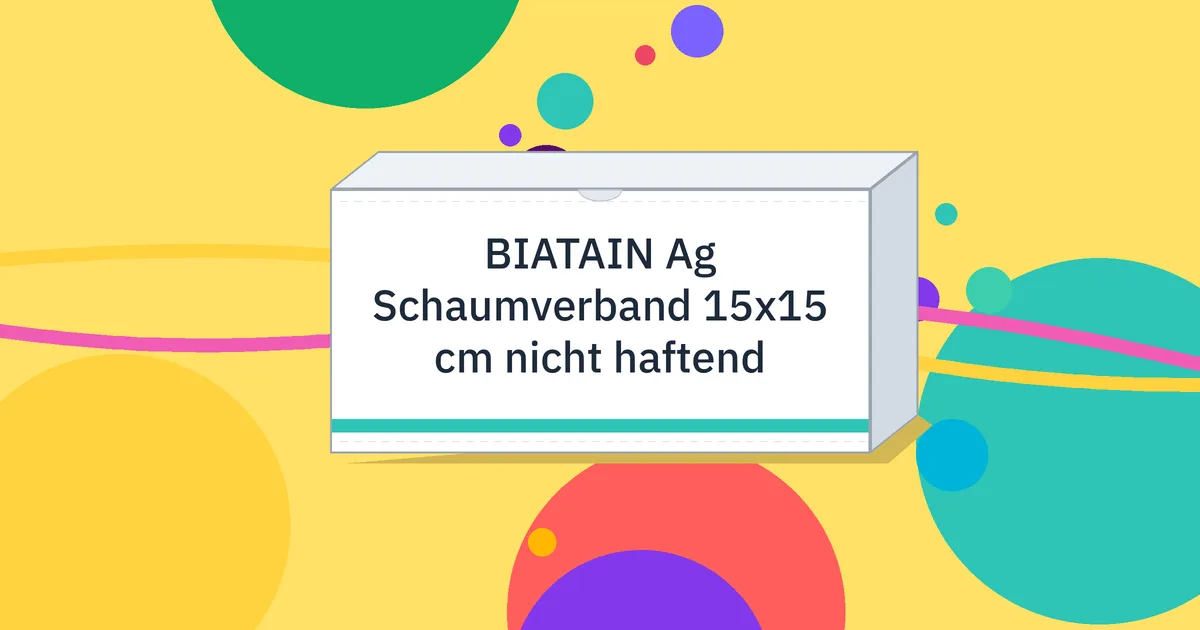 Symbolbild: Packung mit der Aufschrift BIATAIN Ag Schaumverband 15x15 cm nicht haftend (PZN 11381376) – Verfügbarkeit und Bezug in Apotheken in Frankfurt am Main