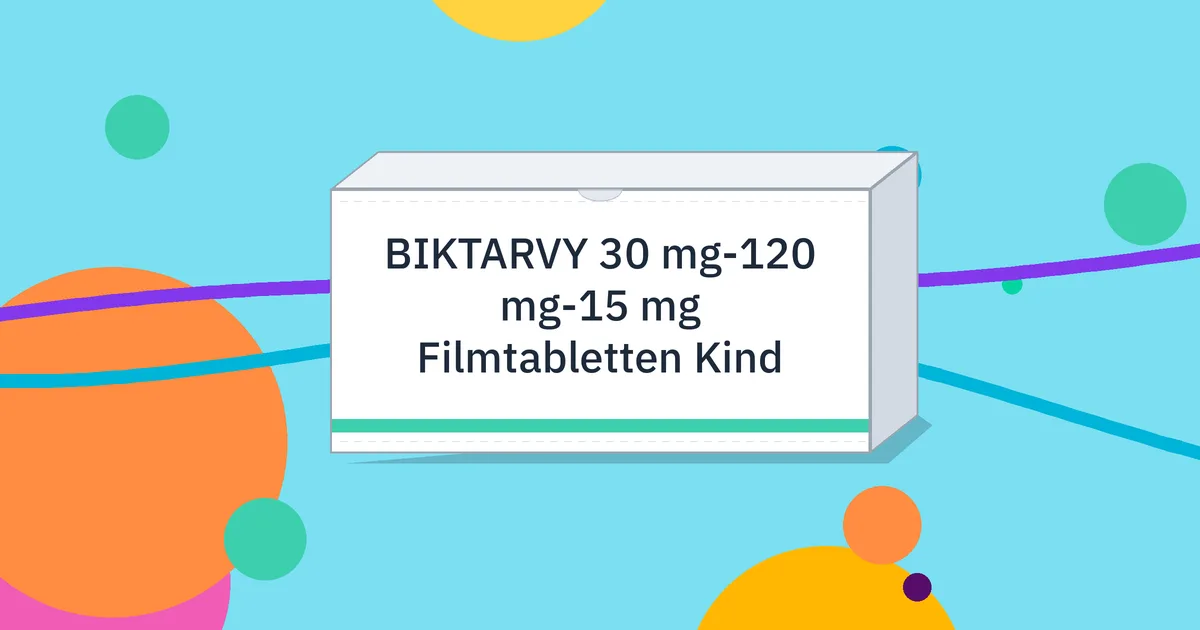 Symbolbild: Packung mit der Aufschrift BIKTARVY 30 mg-120 mg-15 mg Filmtabletten Kind (PZN 18107684) – Verfügbarkeit und Bezug in Apotheken in Frankfurt am Main