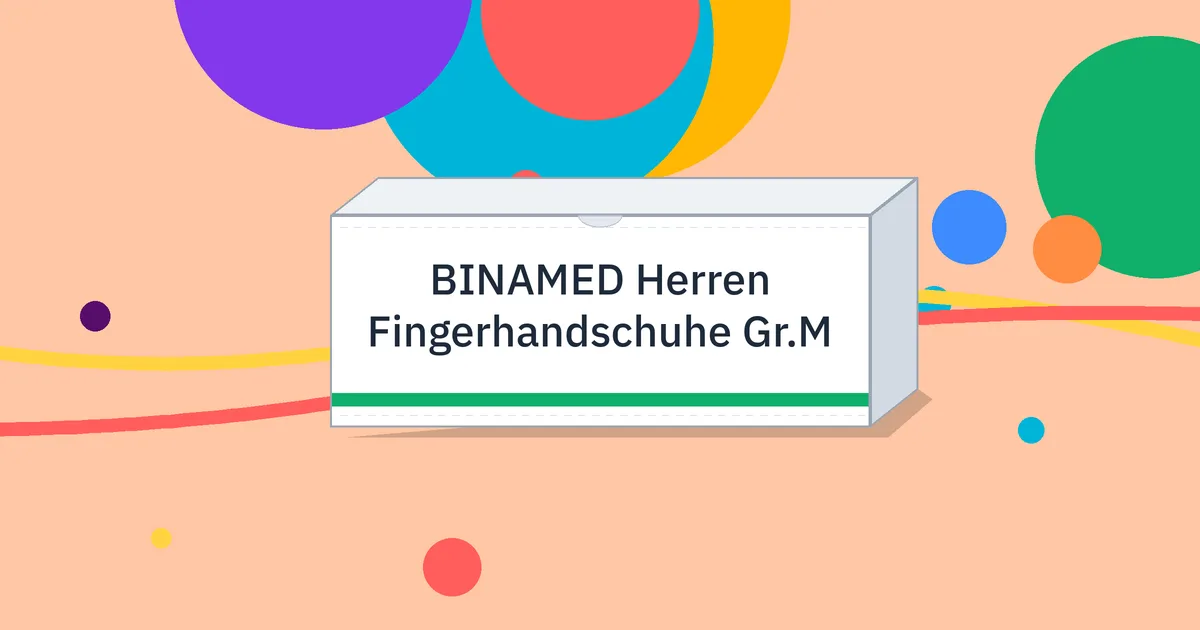 Symbolbild: Packung mit der Aufschrift BINAMED Herren Fingerhandschuhe Gr.M (PZN 03875006) – Verfügbarkeit und Bezug in Apotheken in Frankfurt am Main