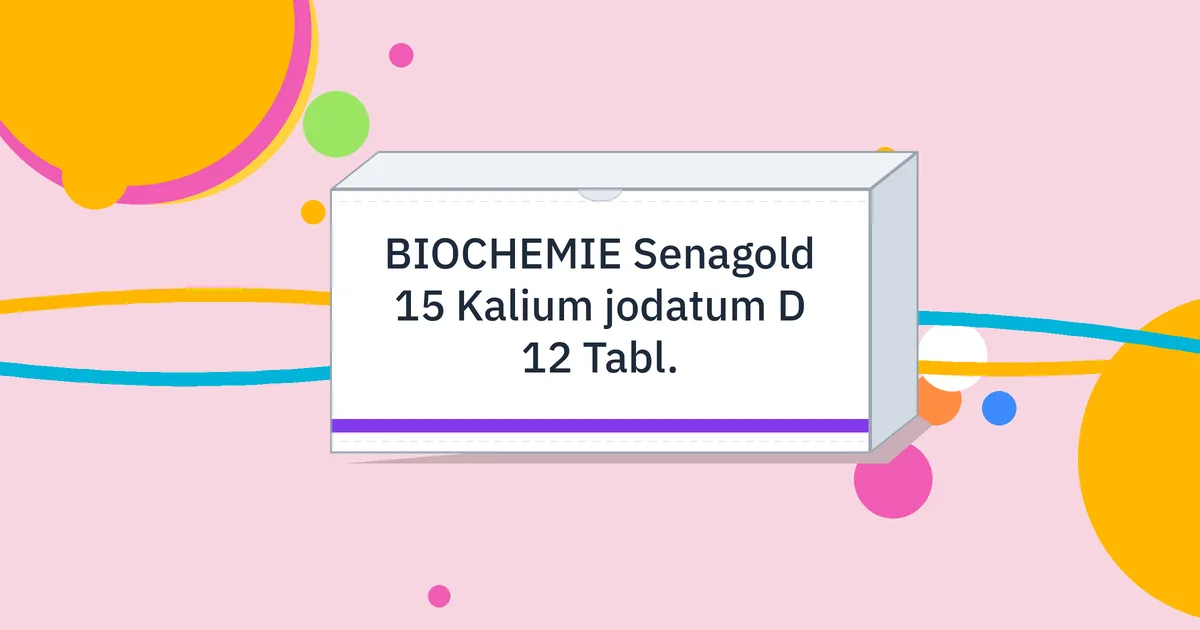 Symbolbild: Packung mit der Aufschrift BIOCHEMIE Senagold 15 Kalium jodatum D 12 Tabl. (PZN 07544453) – Verfügbarkeit und Bezug in Apotheken in Frankfurt am Main