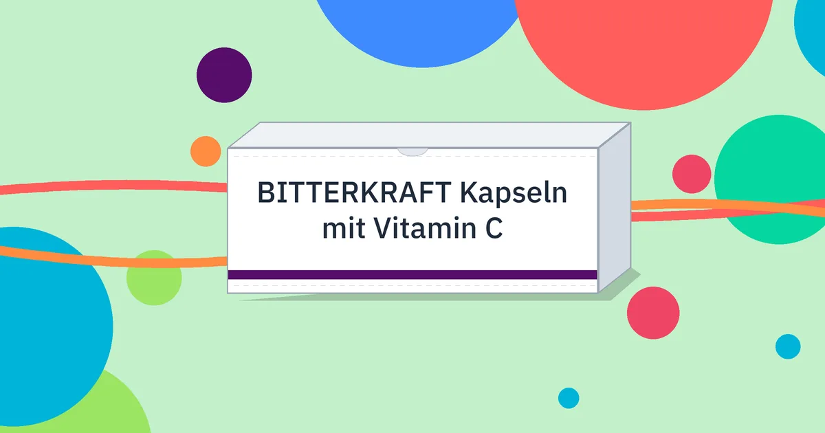 Symbolbild: Packung mit der Aufschrift BITTERKRAFT Kapseln mit Vitamin C (PZN 19630637) – Verfügbarkeit und Bezug in Apotheken in Frankfurt am Main