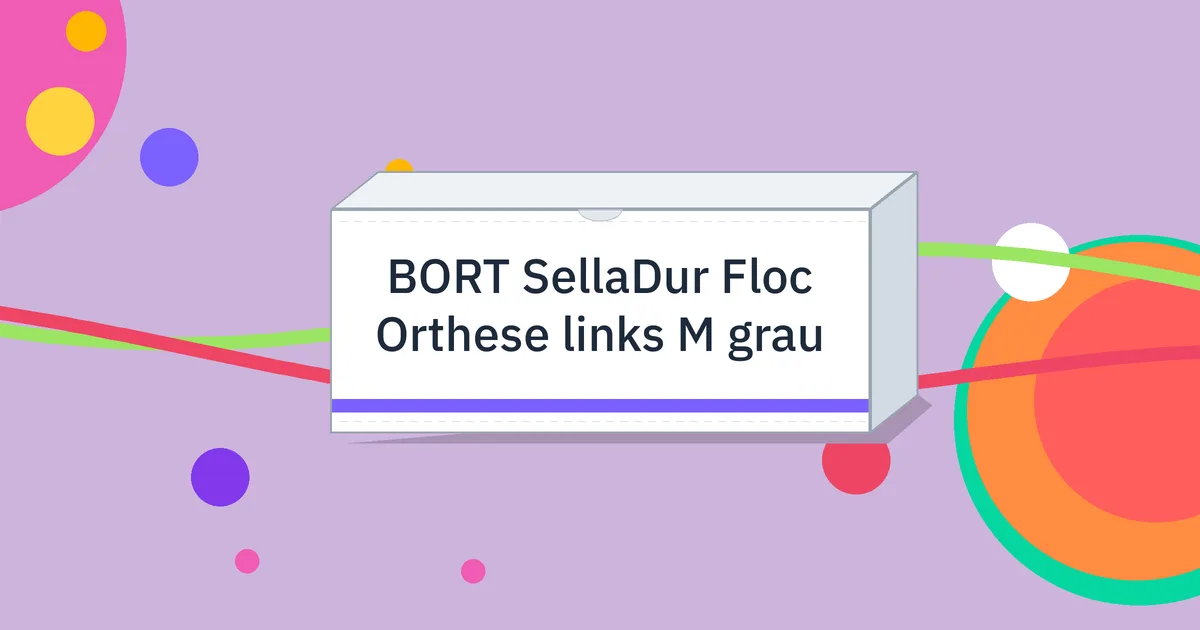 Symbolbild: Packung mit der Aufschrift BORT SellaDur Floc Orthese links M grau (PZN 01513055) – Verfügbarkeit und Bezug in Apotheken in Frankfurt am Main