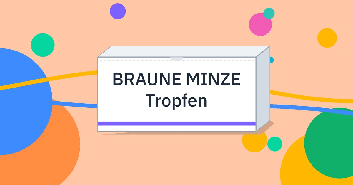 Symbolbild: Packung mit der Aufschrift BRAUNE MINZE Tropfen (PZN 19141045) – Verfügbarkeit und Bezug in Apotheken in Frankfurt am Main