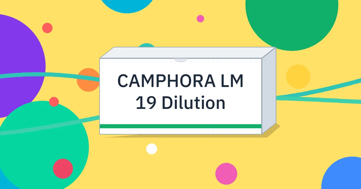 Symbolbild: Packung mit der Aufschrift CAMPHORA LM 19 Dilution (PZN 12807848) – Verfügbarkeit und Bezug in Apotheken in Frankfurt am Main